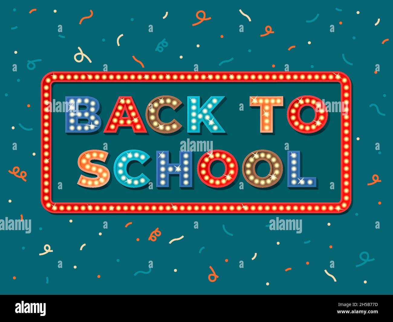 Back to school retro banner. Fun education flyer, restart study sign ...