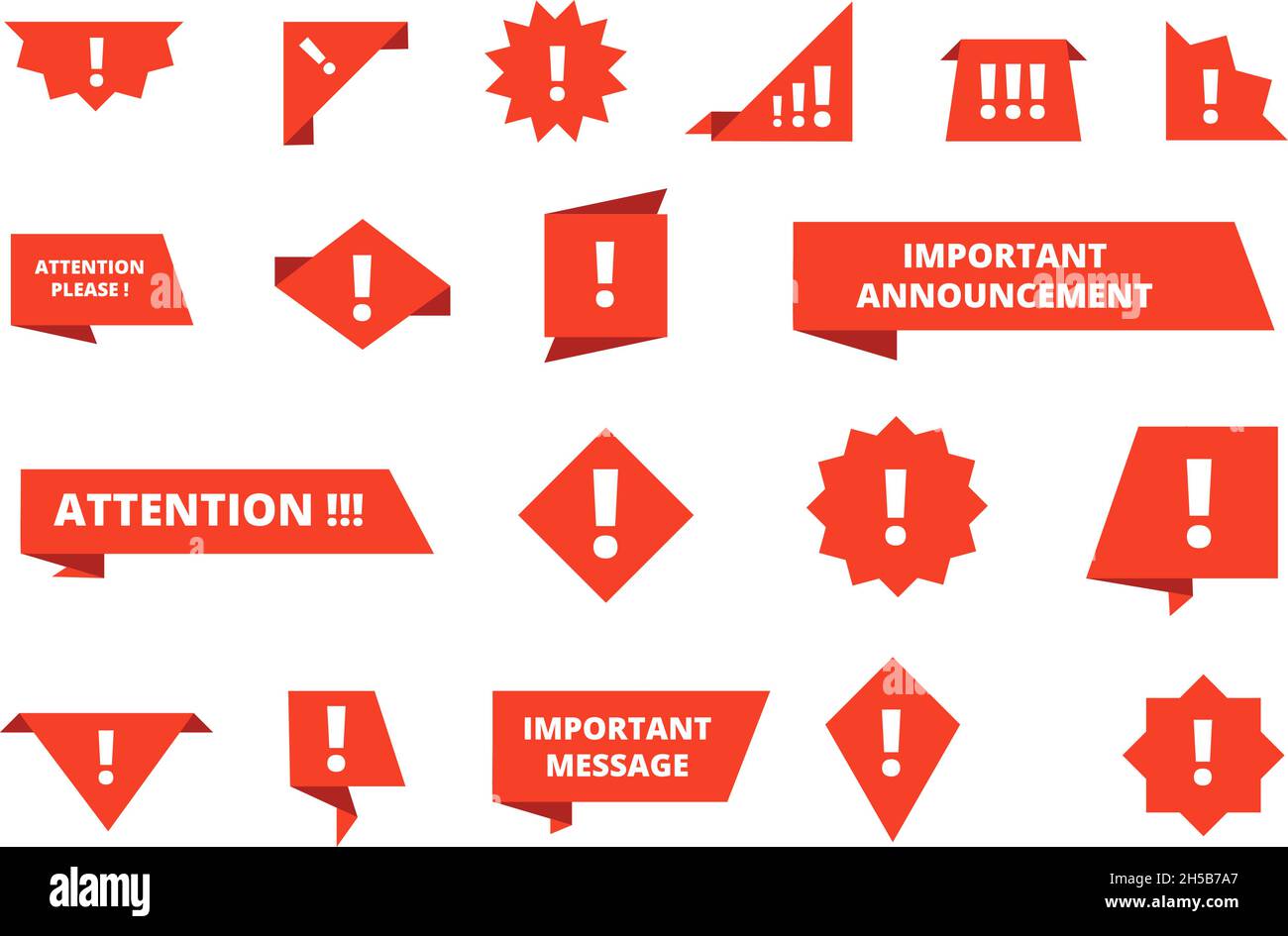 Important message banners. Text information, attention please notice ...