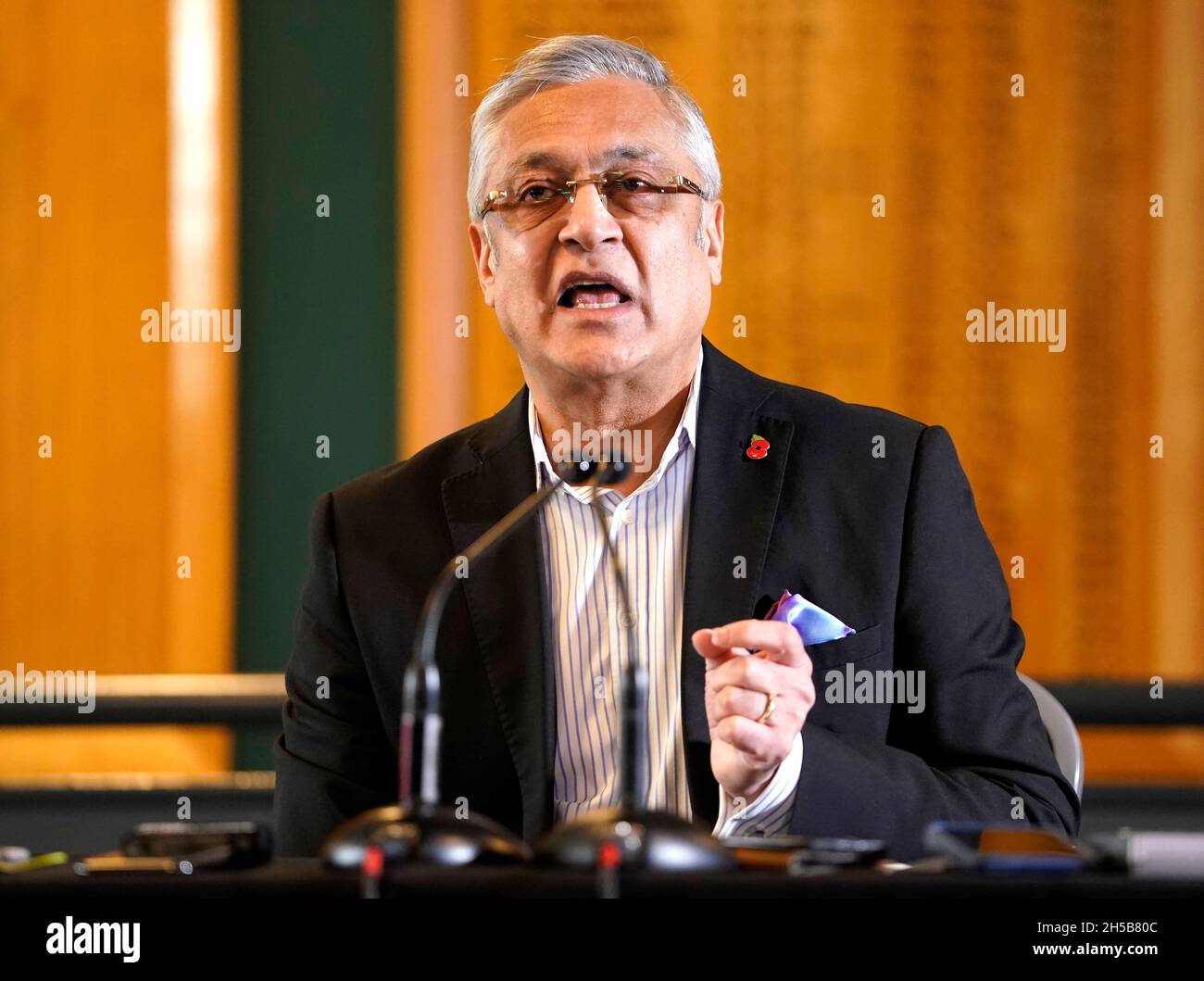 Lord Kamlesh Patel during a press conference at Headingley Cricket ...