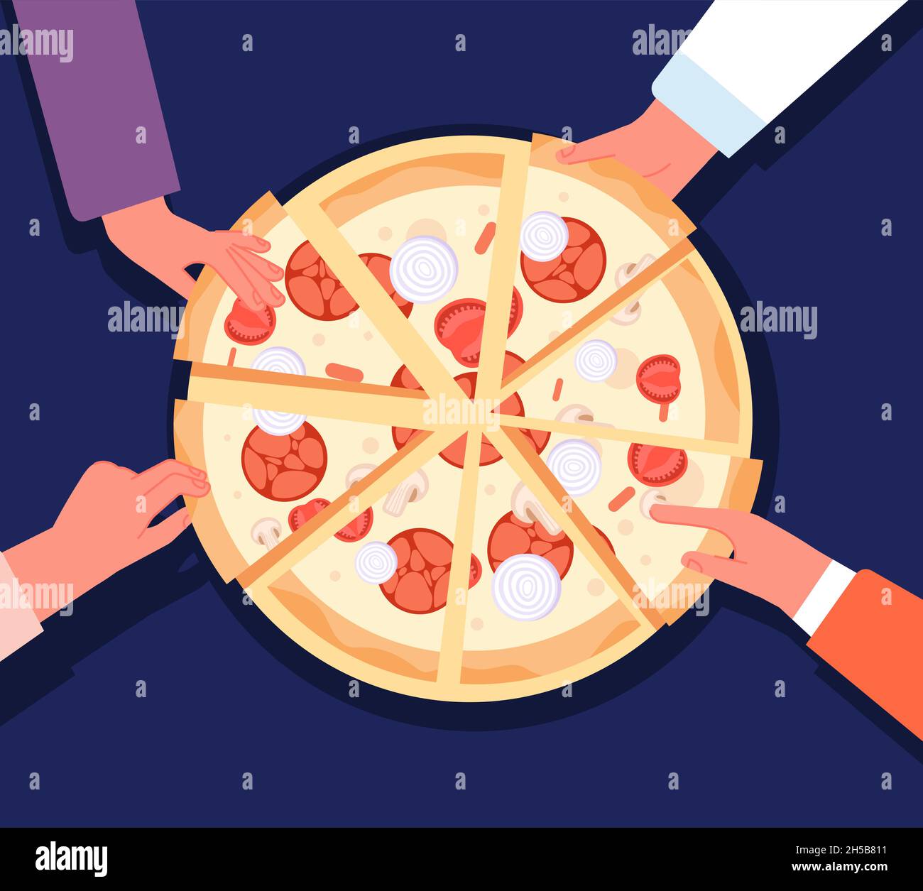 People sharing pizza. Child eat, girls eating in restaurant. Family ...