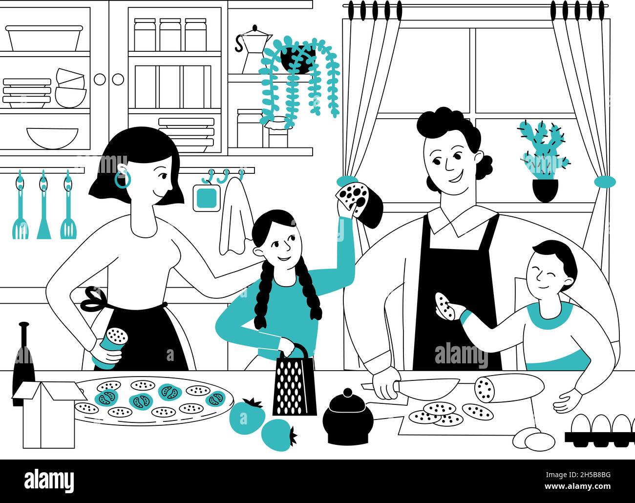 Family Cooking Clipart
