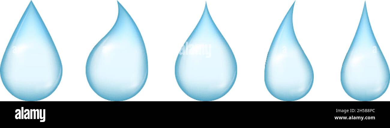 Water drops. Blue moisture drop icons. Realistic pure drip, falling ...
