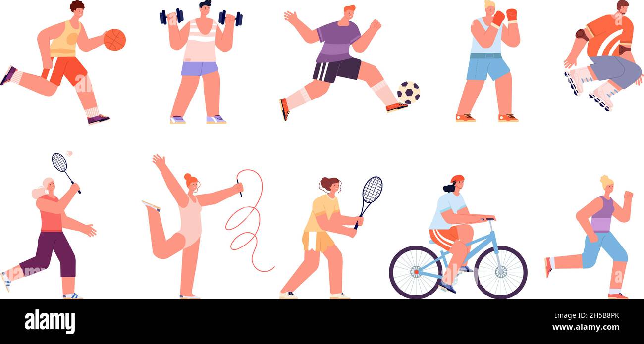 Sport people characters. Healthy women running, professional athlete ...