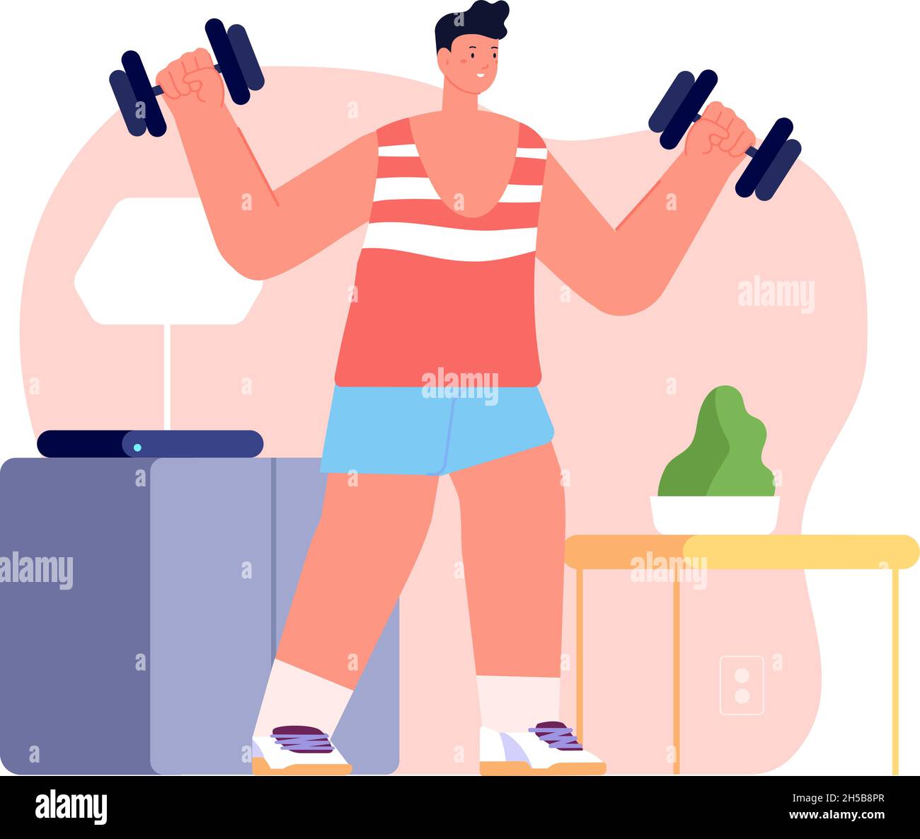 Man training at home. Adult exercising, activities healthy lifestyle ...