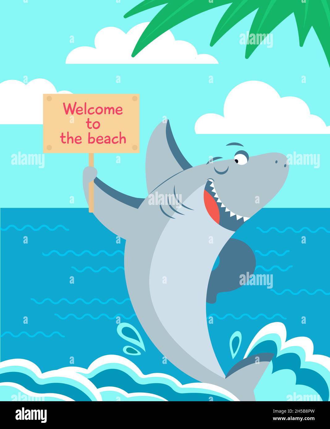 Cartoon shark poster. Sharks typography, kids prints or baby book cover ...