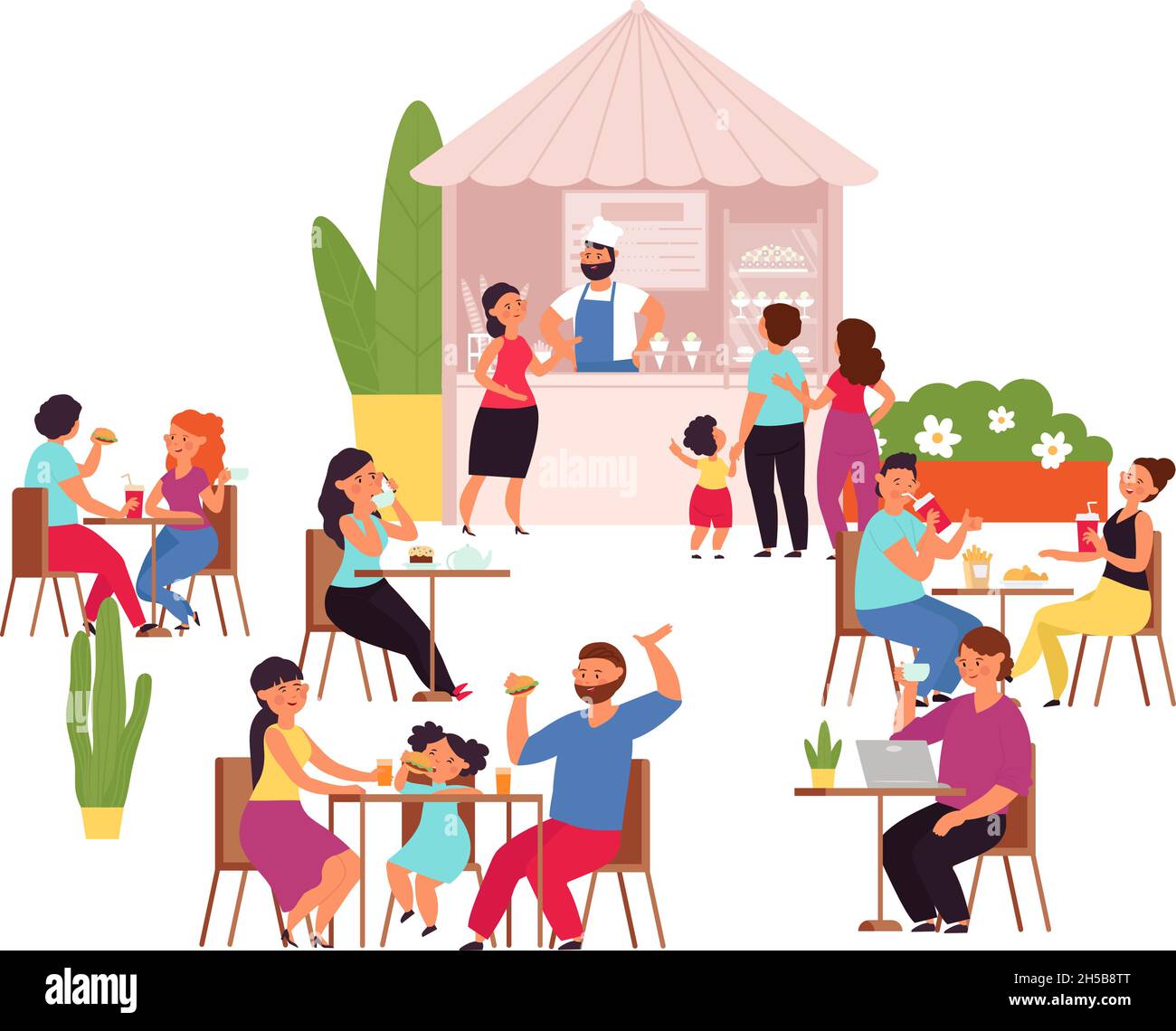 Outdoor restaurant and bar Stock Vector Images - Alamy