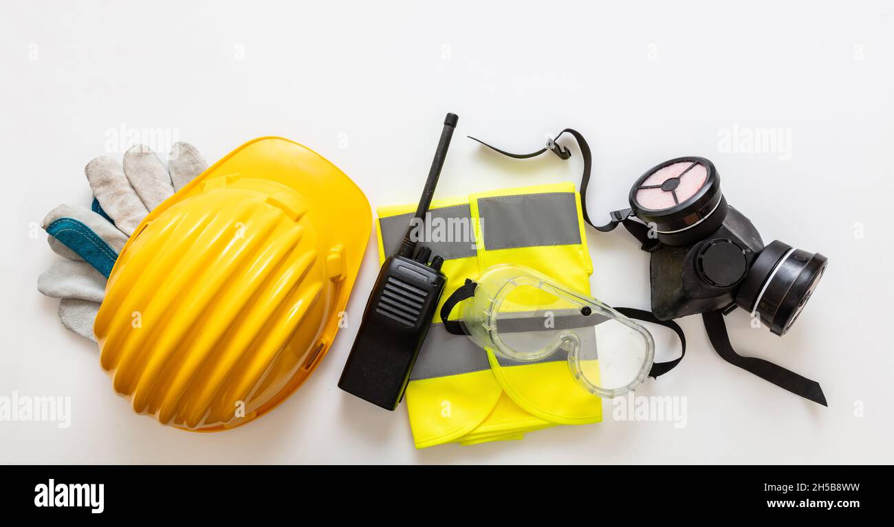 Work wear safety protection equipment isolated on white background ...