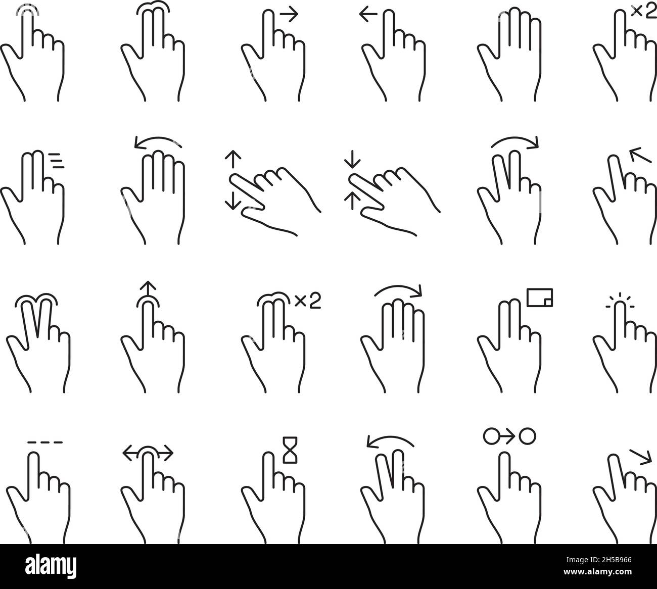 Touch screen controls. Hands gestures for mobile smartphone screen ...