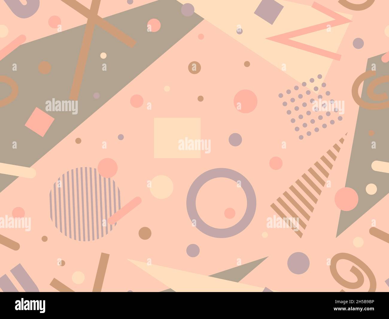 80s seamless pattern with geometric shapes in memphis style. Circles ...