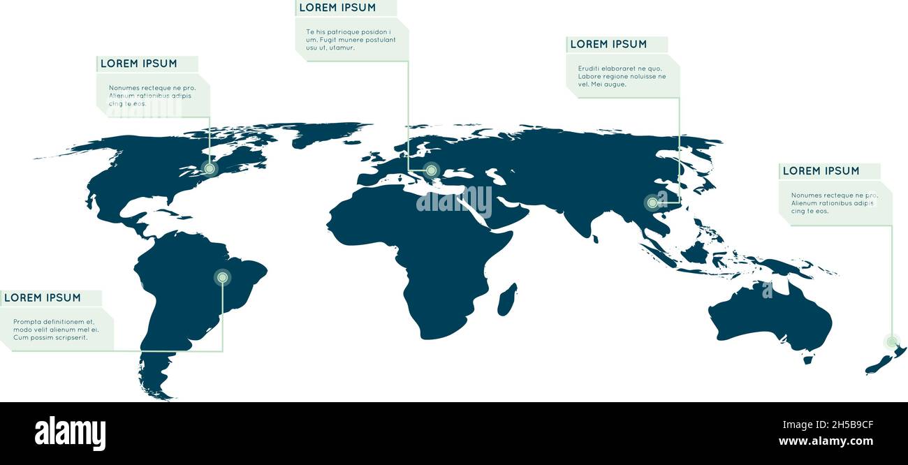 World map infographic. Callout, info text boxes vector illustration ...