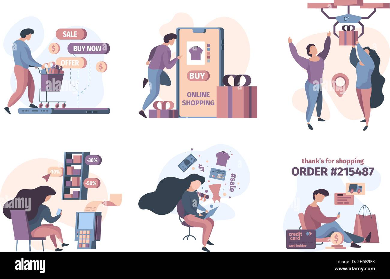 Online store. Concept characters retail internet shop buyers mobile ...