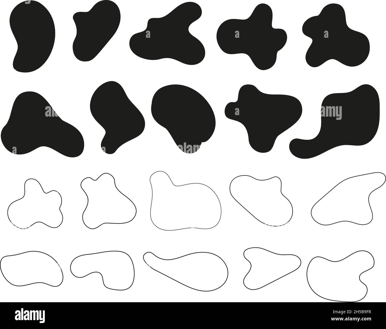 Black liquid shapes set. Silhouette outline abstract shape for ...