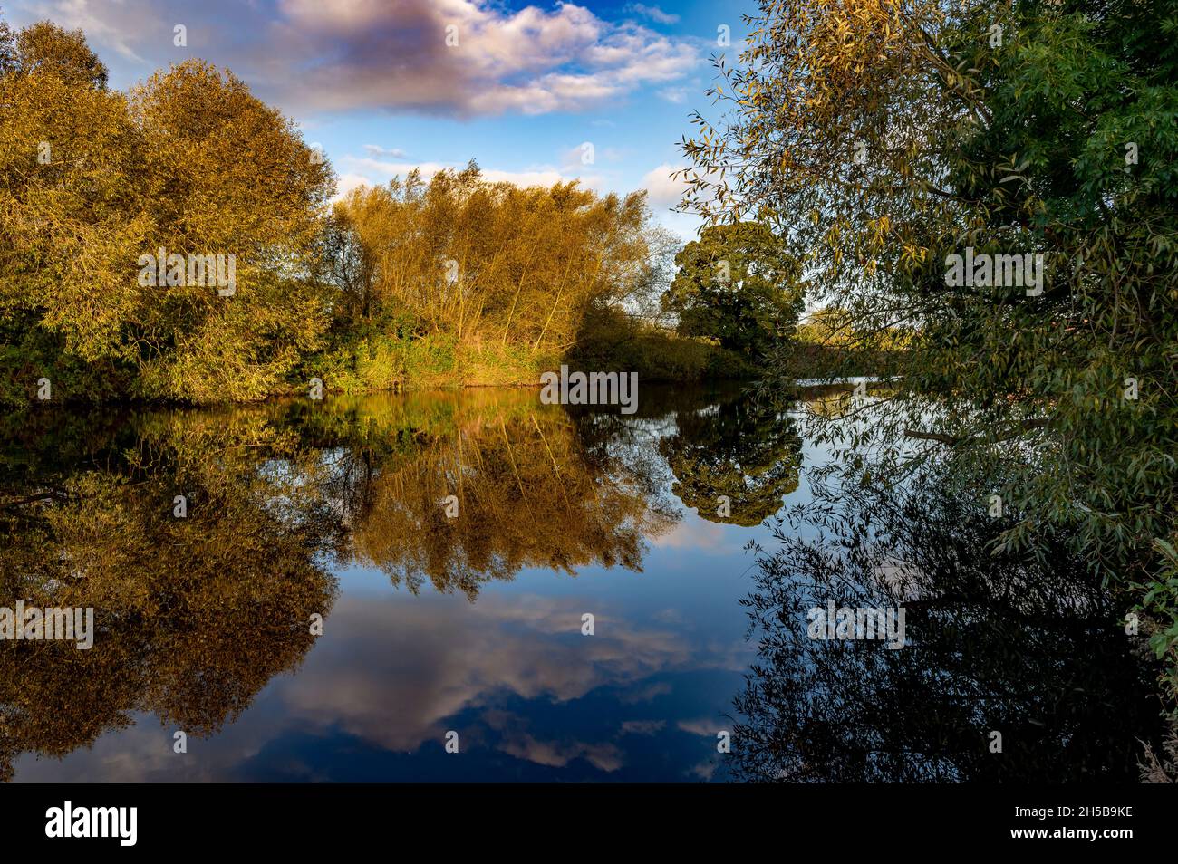 Magical reflections on the River Tees in Yarm, North Yorkshire Stock ...