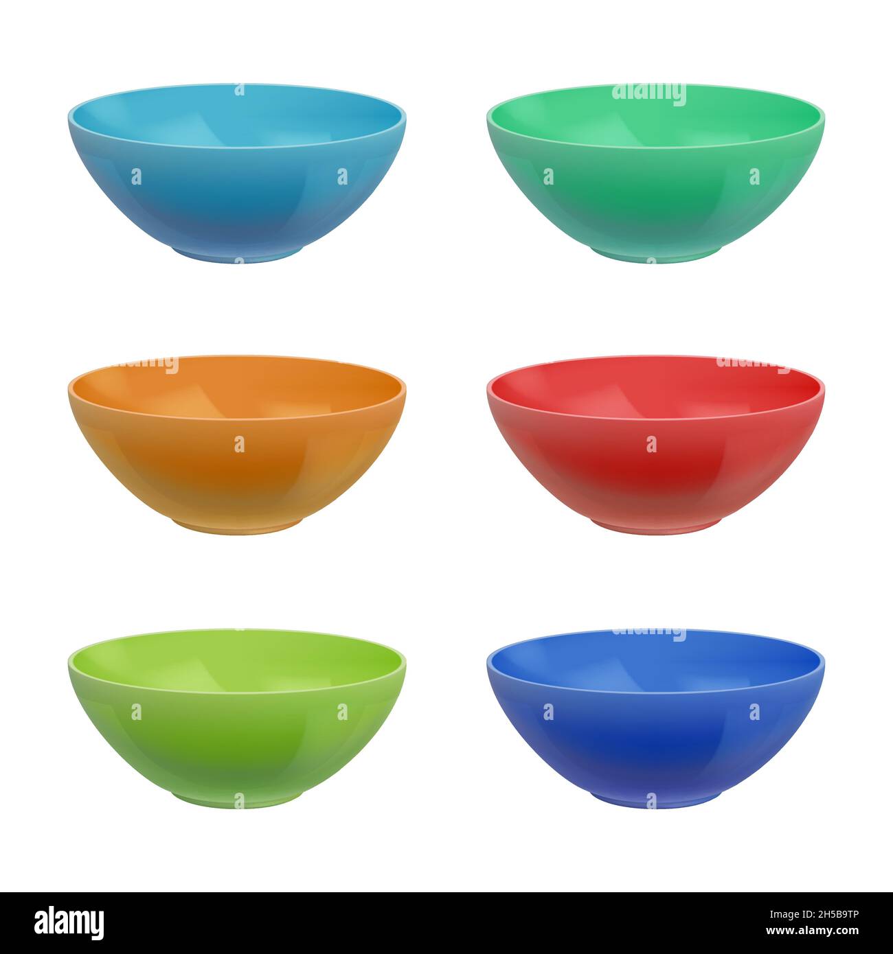 Empty bowls. Kitchen colored ceramic plates decent vector realistic ...