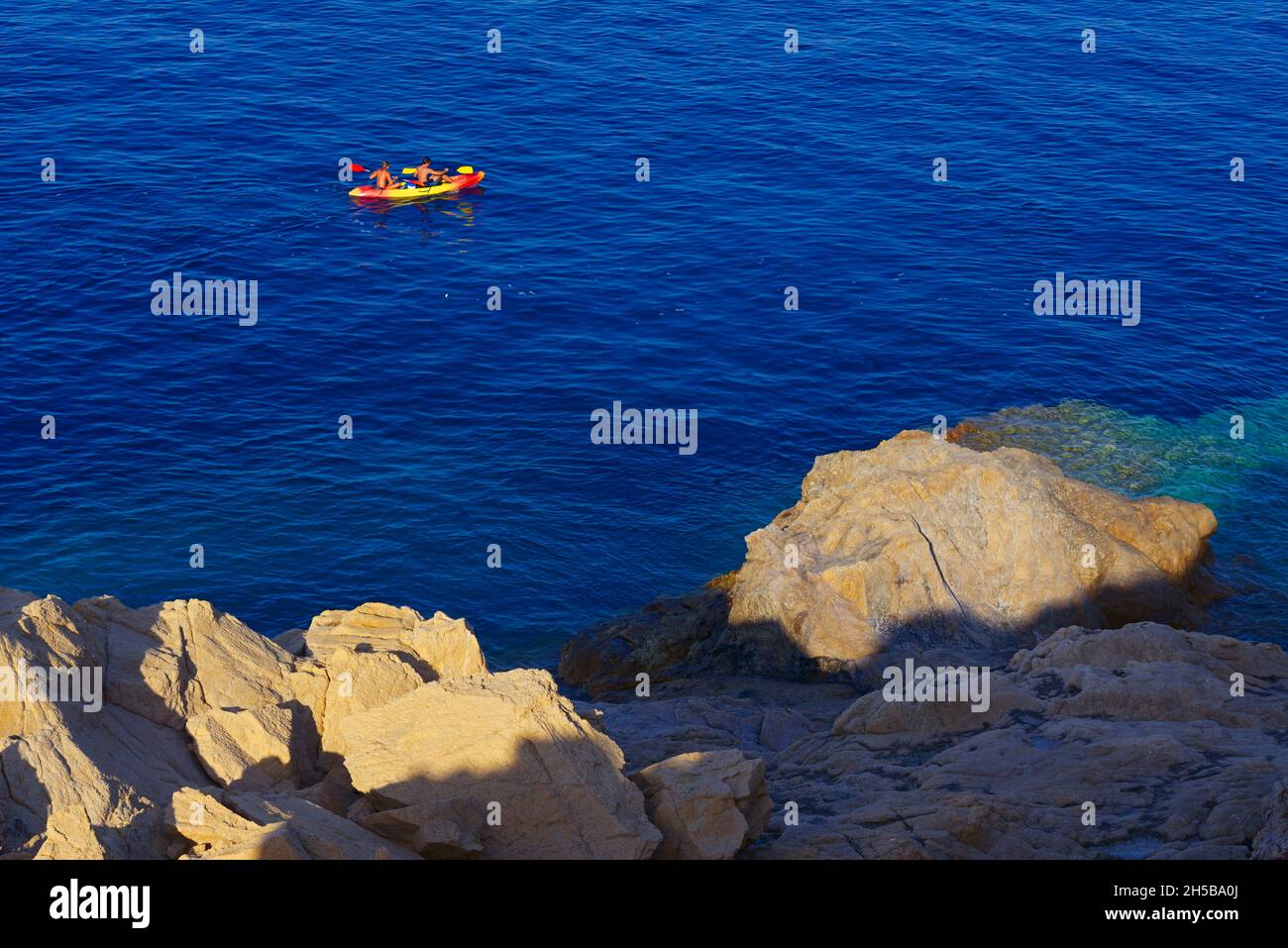 FRANCE, CORSICA ISLAND ( 2B ), ILE ROUSSE, SEA KAYAK AROUND THE LITTLE ...