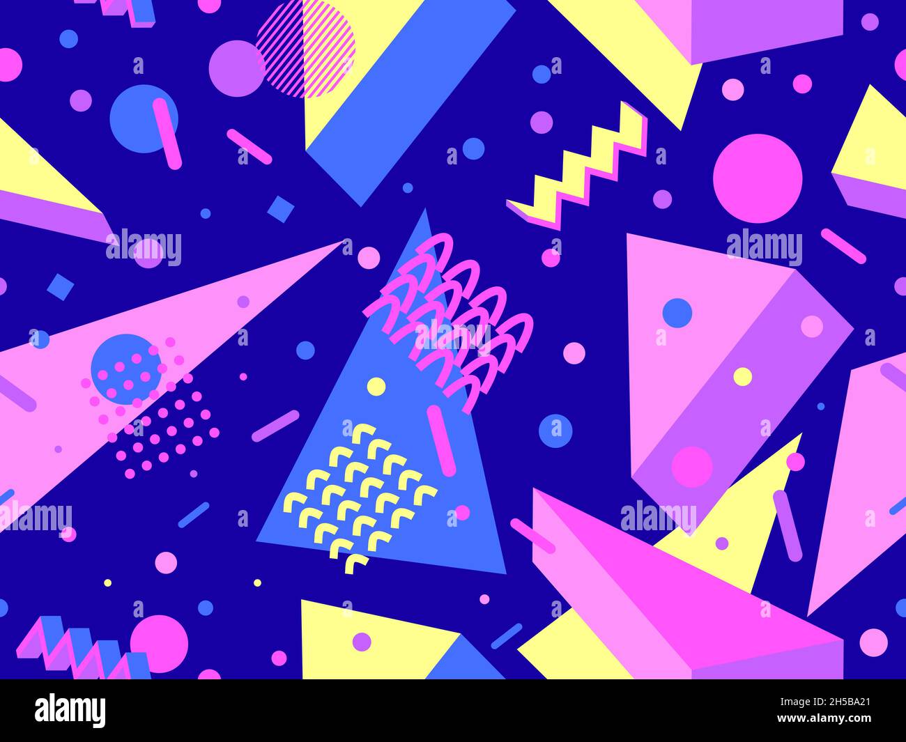 Geometric seamless pattern in 80s memphis style. Isometric geometric 3D ...