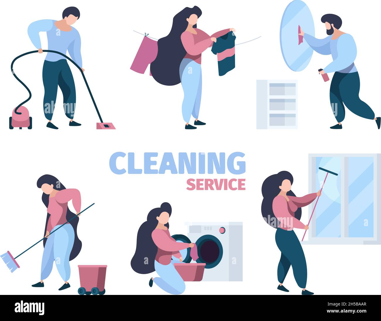 Cleaning service. Workers doing professional cleaning with equipment ...