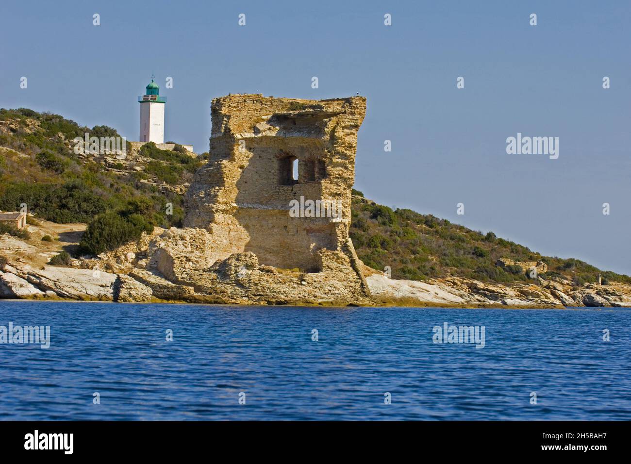 THE GENOESE TOWER (16TH CENTURY) AND LIGHTHOUSE OF MORTELLA, GULF OF ...