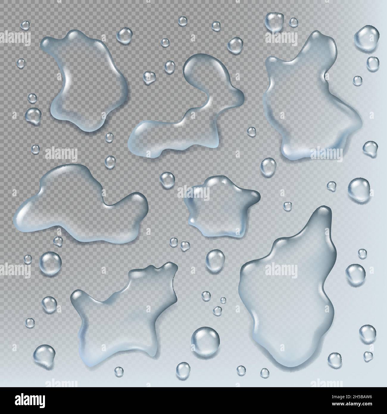 Puddles realistic. Top view liquid drops and puddle splashes wet ...