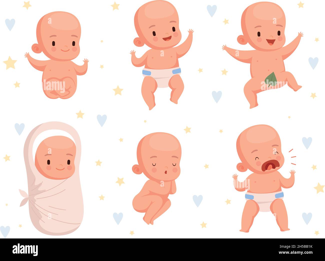 Infant new born. Toddler babies activity cute cheerful characters ...