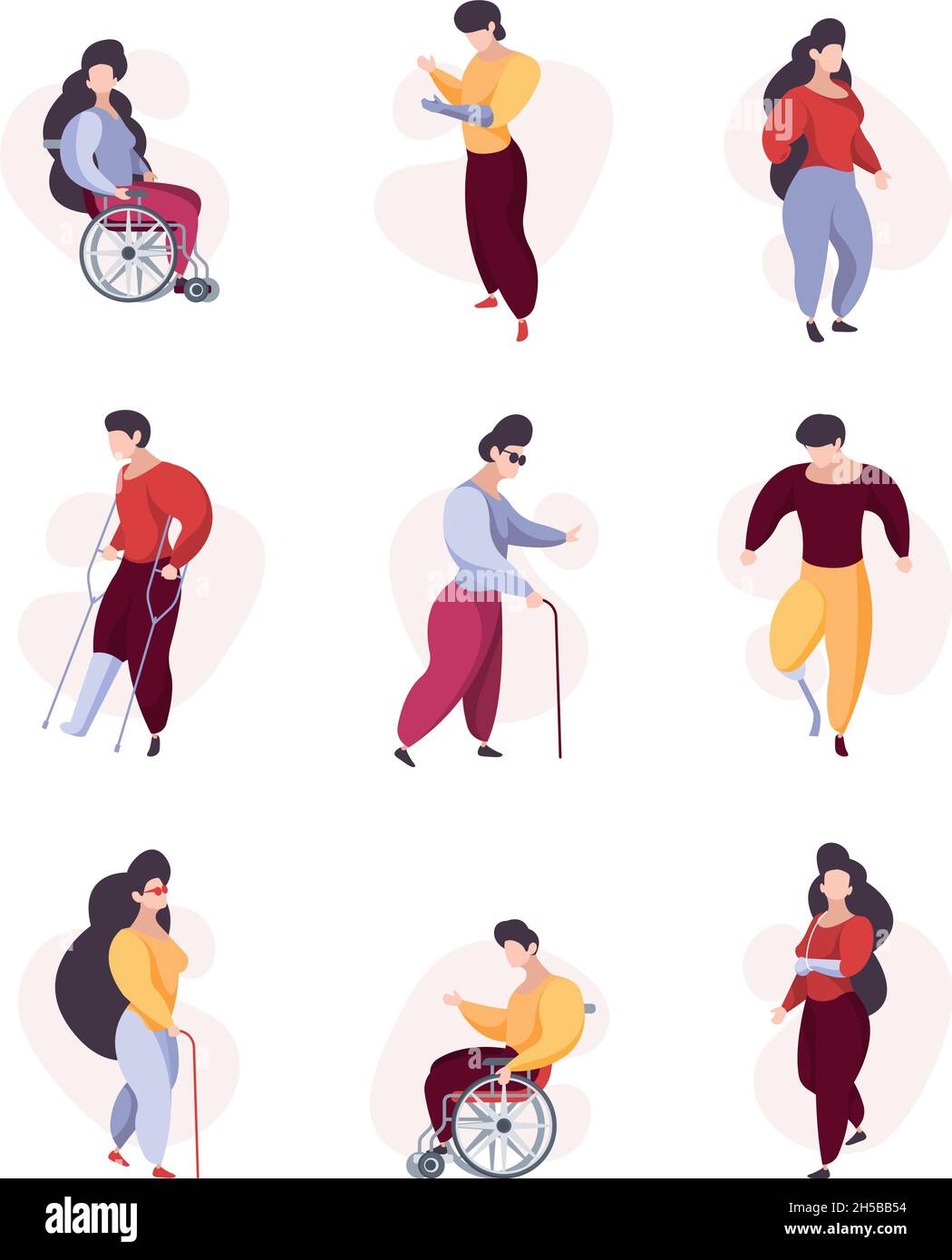 Disabled person. Crutches person pensioner medical patient unhealthy ...