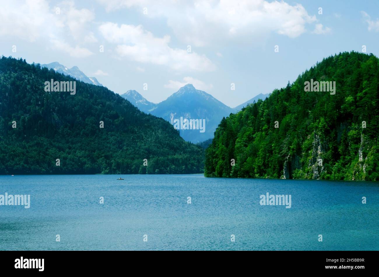 Alpsee lake landscape with Alps mountains near Munich in Bavaria ...