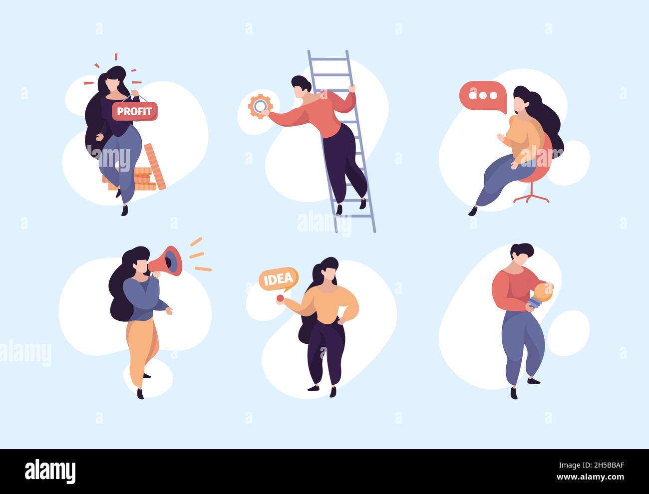 Business project. Characters managers startup success investors ...