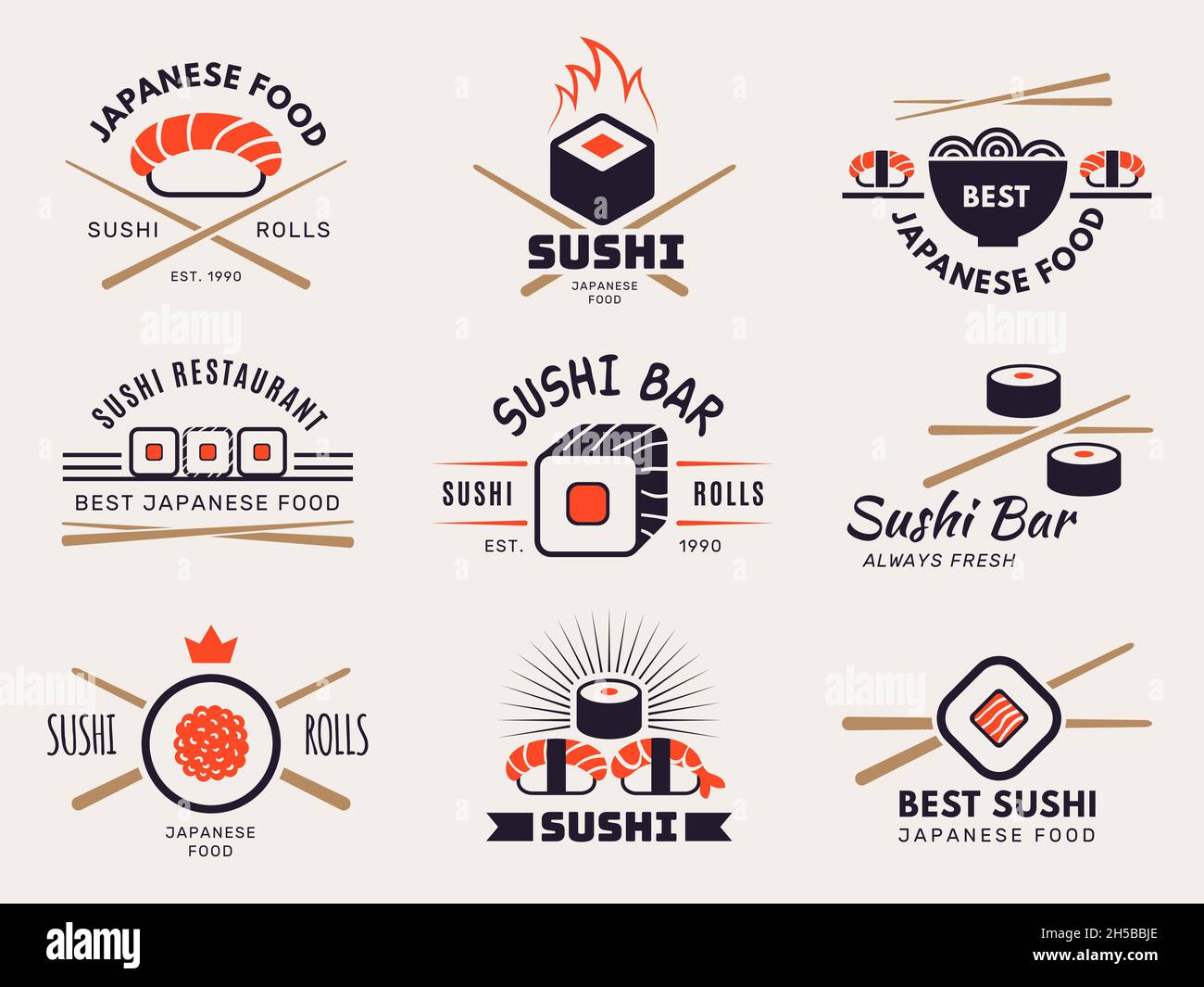 Great Sushi Restaurant Logos Sushi Restaurant Logo Vector Illustration