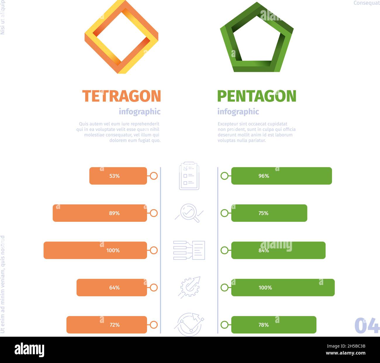 Comparison graph. Business infographic selection charts versus ...