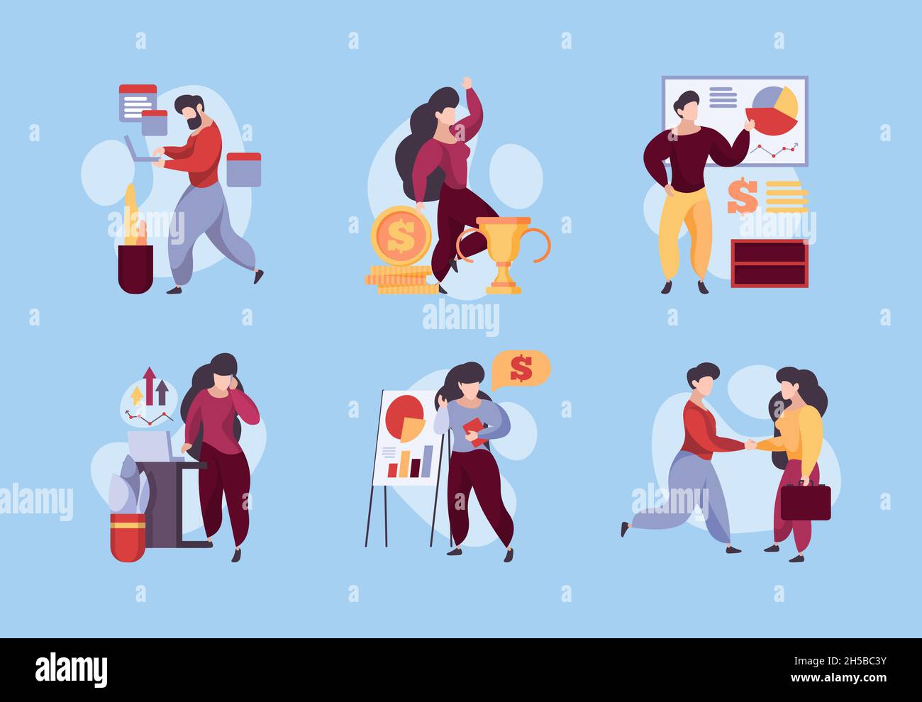 Office scenes. Managers and business characters at job working dialogue ...