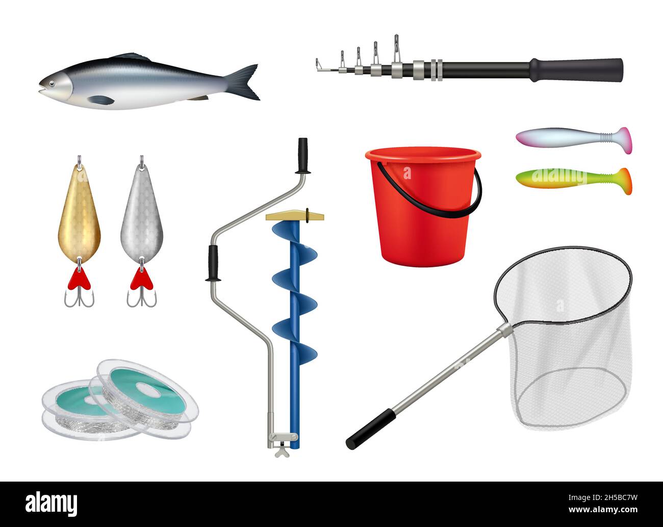 Fishing. Camping recreation items hooks spinner fishing rod butterfly ...