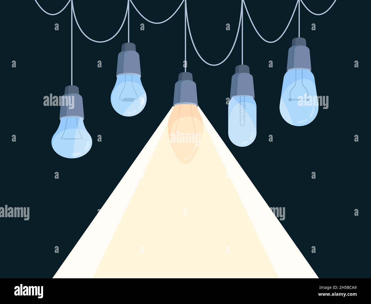 Background with bulbs. Glowing hanging light bulbs garish vector ...