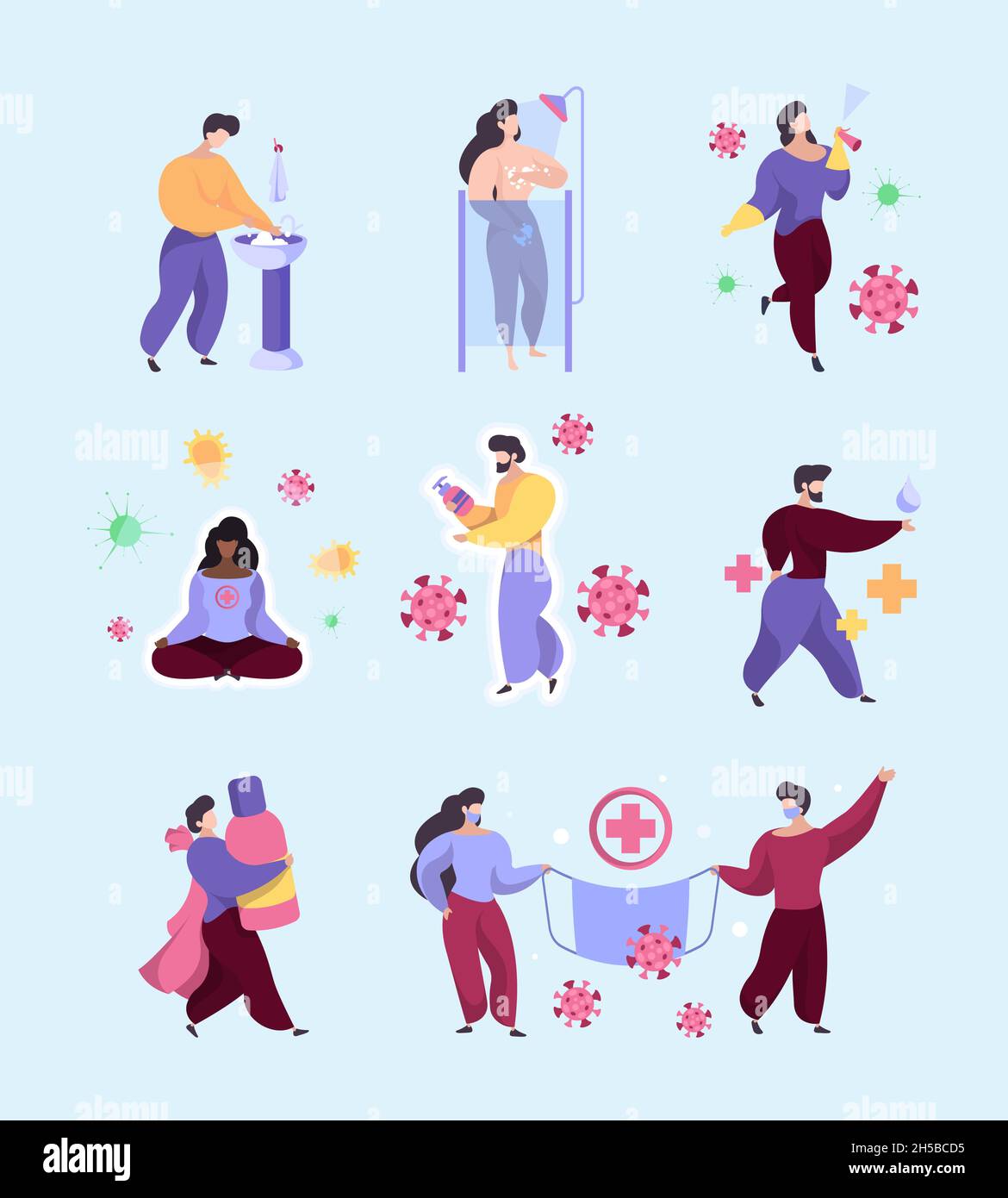 Self cleaning. Hygiene protection washing hands sanitizing garish ...