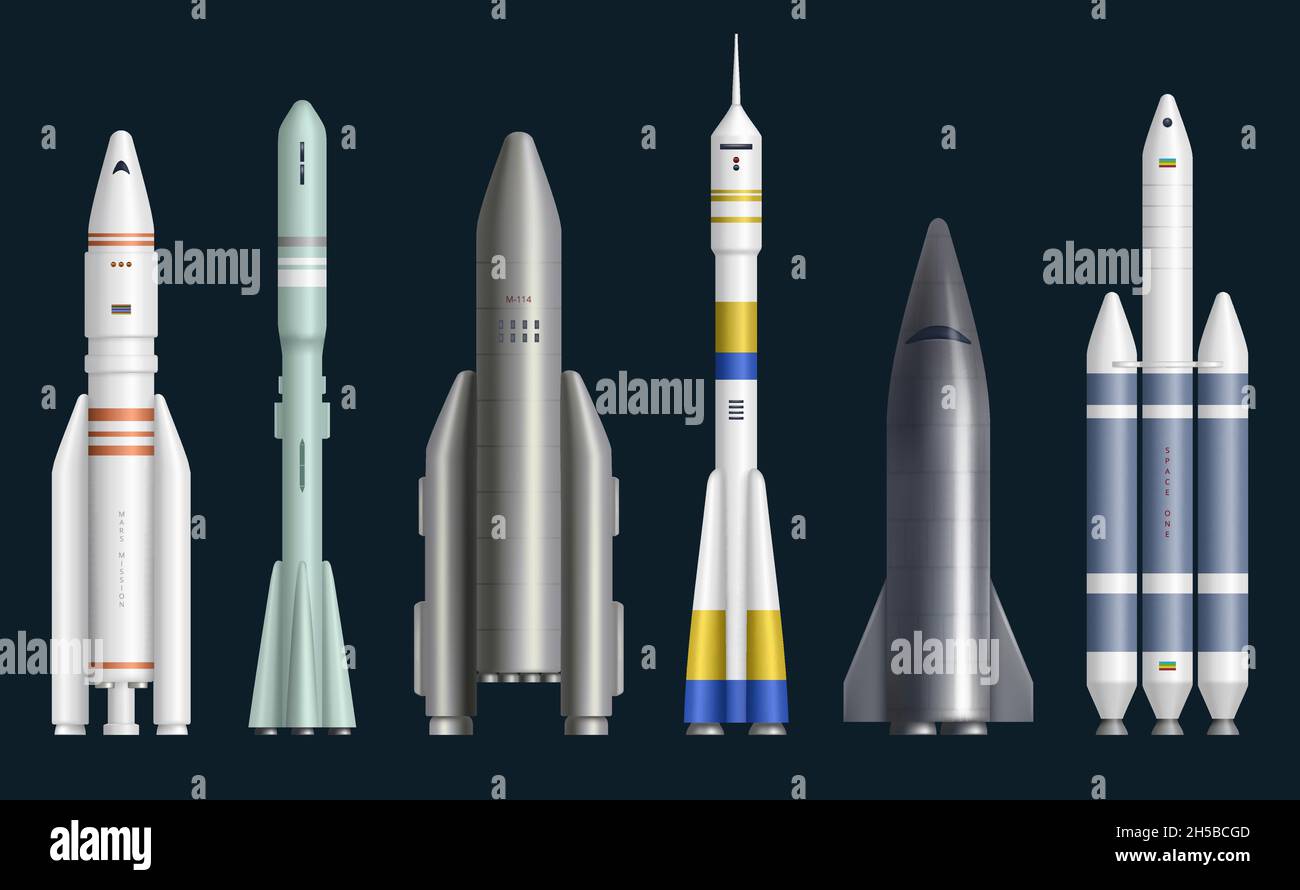 Rockets realistic. Cosmos spaceships for expedition rocket launch ...