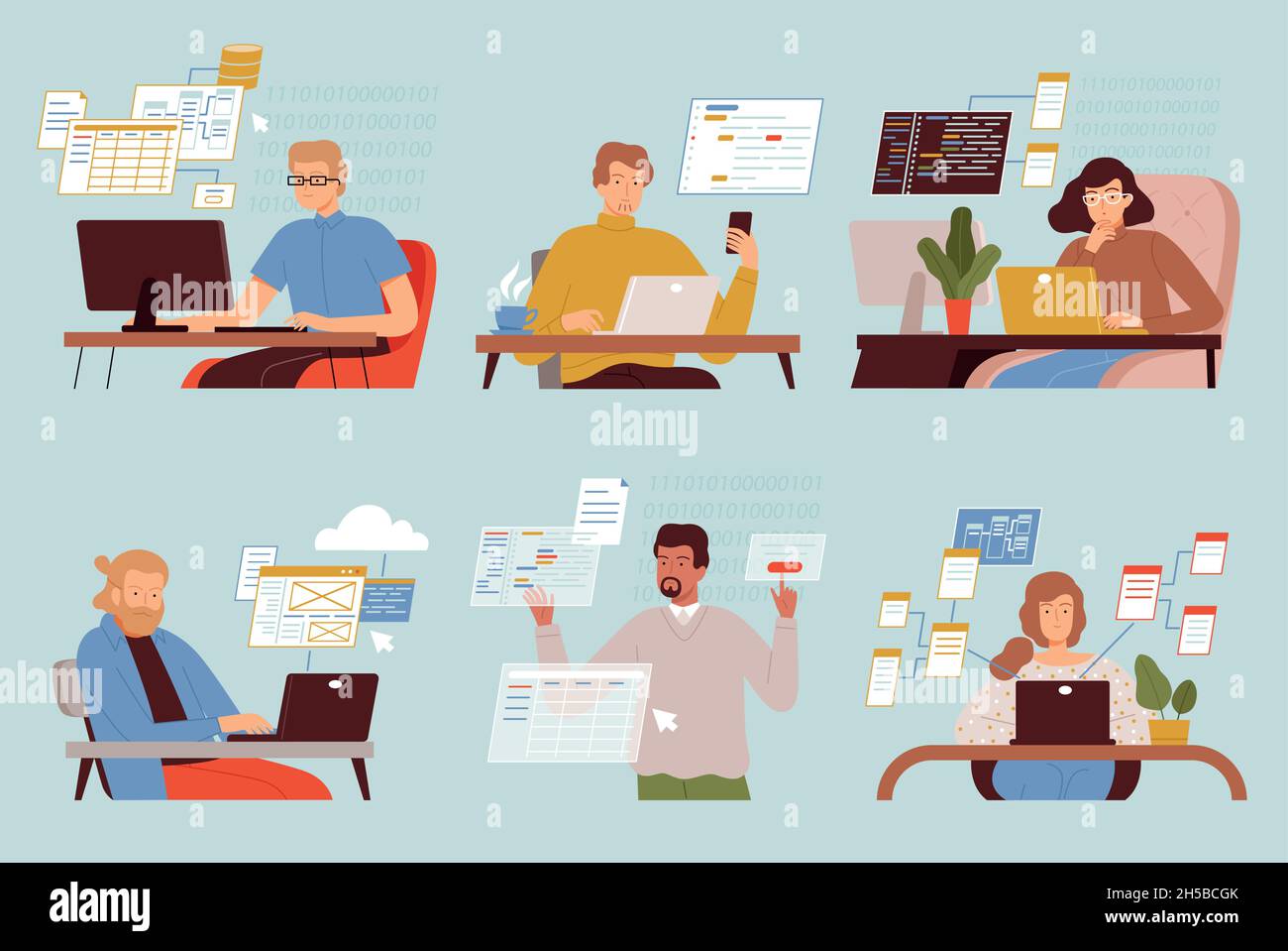 Businessman cartoon character working computer hi-res stock photography ...