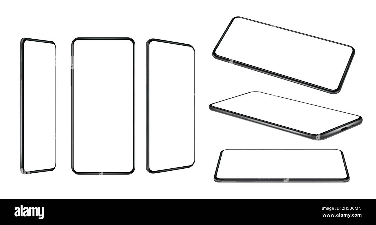 Realistic smartphones. 3d blank templates of digital communication ...