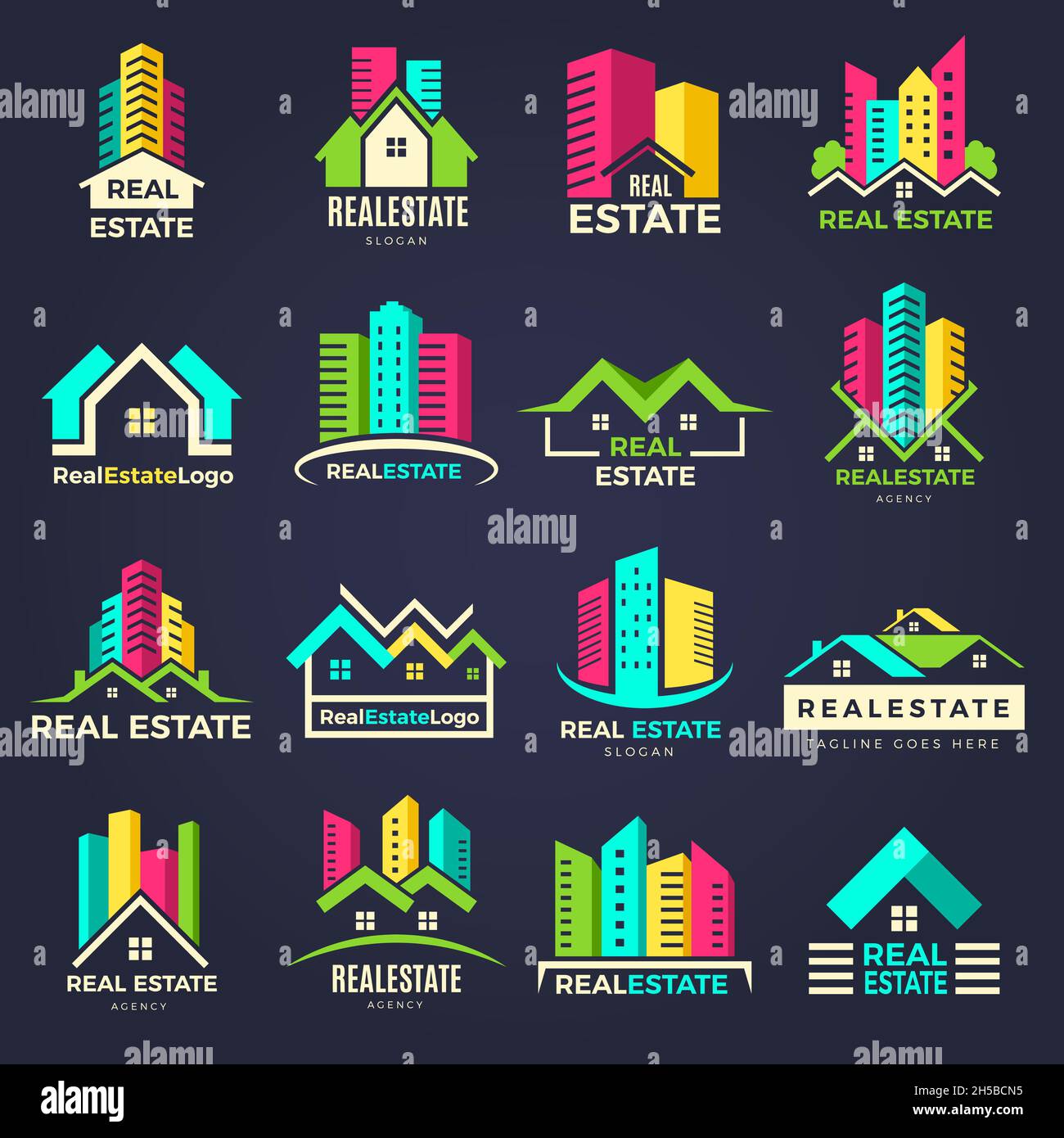 Real estate badges. Business construction logo houses elegant symbols ...