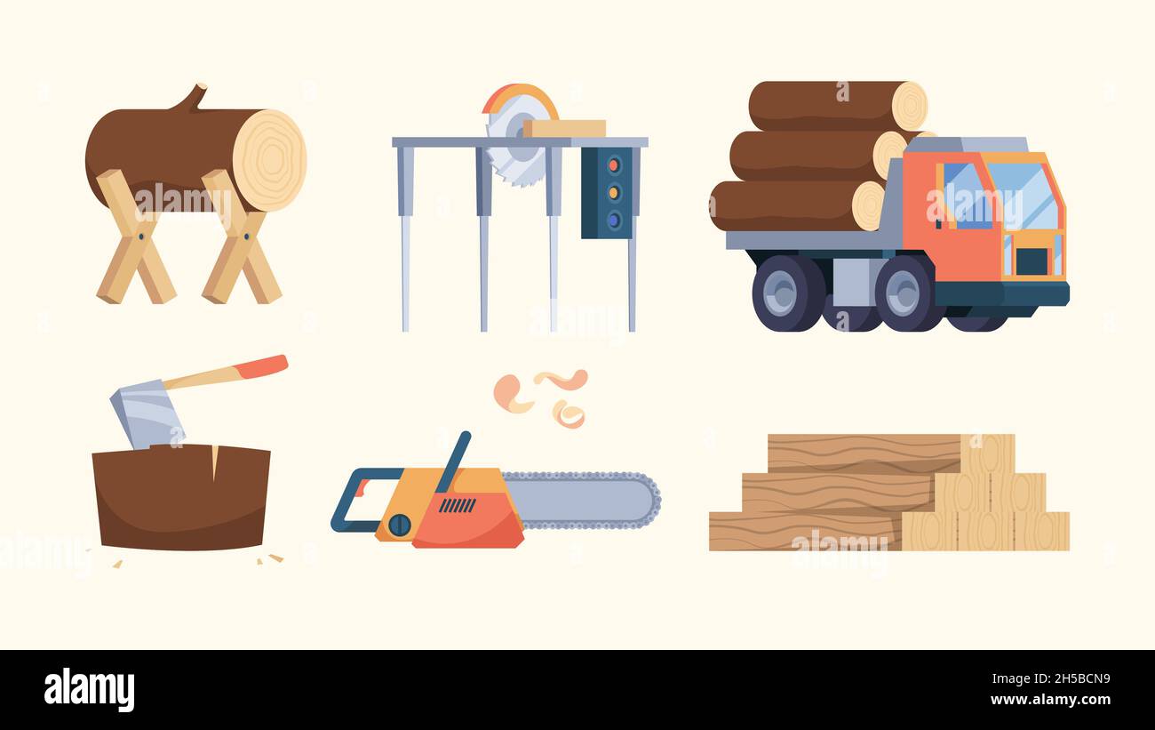 Timber processing plant Stock Vector Images - Alamy