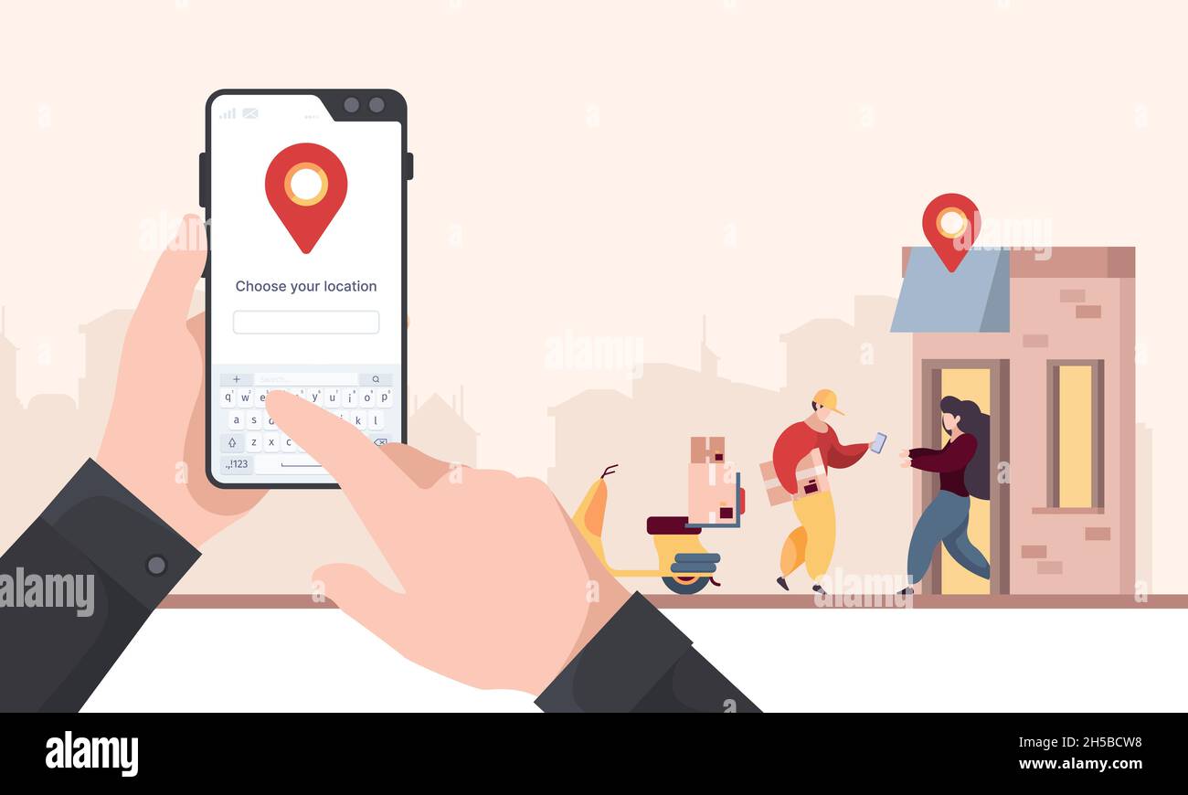 Delivery service background. Concept illustration person making order ...