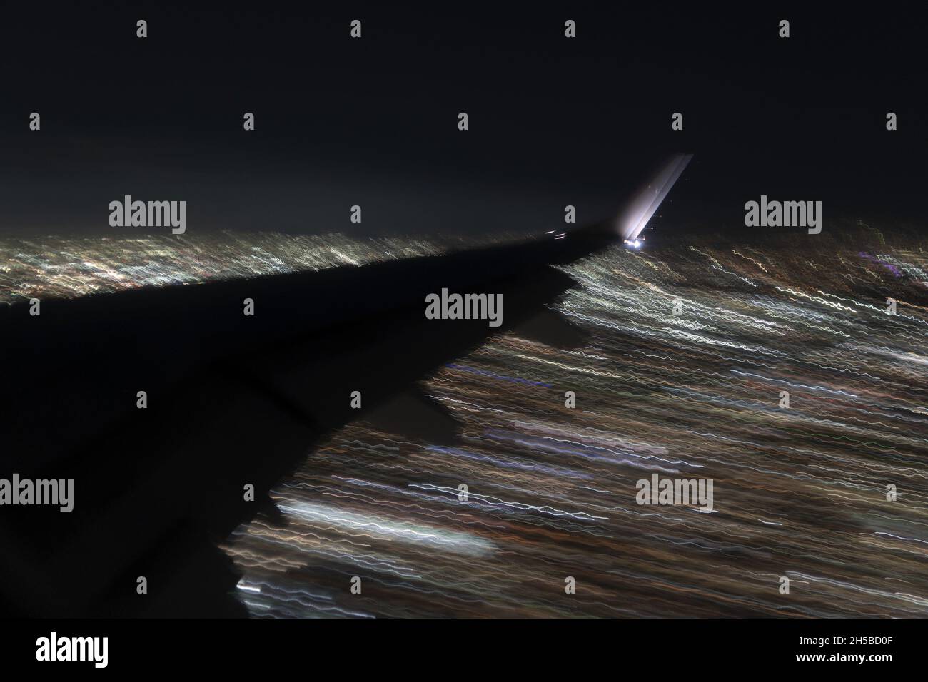 airport lights during landing at night Stock Photo - Alamy