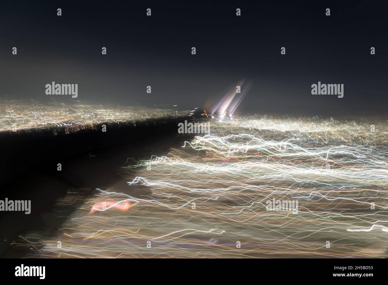airport lights during landing at night Stock Photo - Alamy