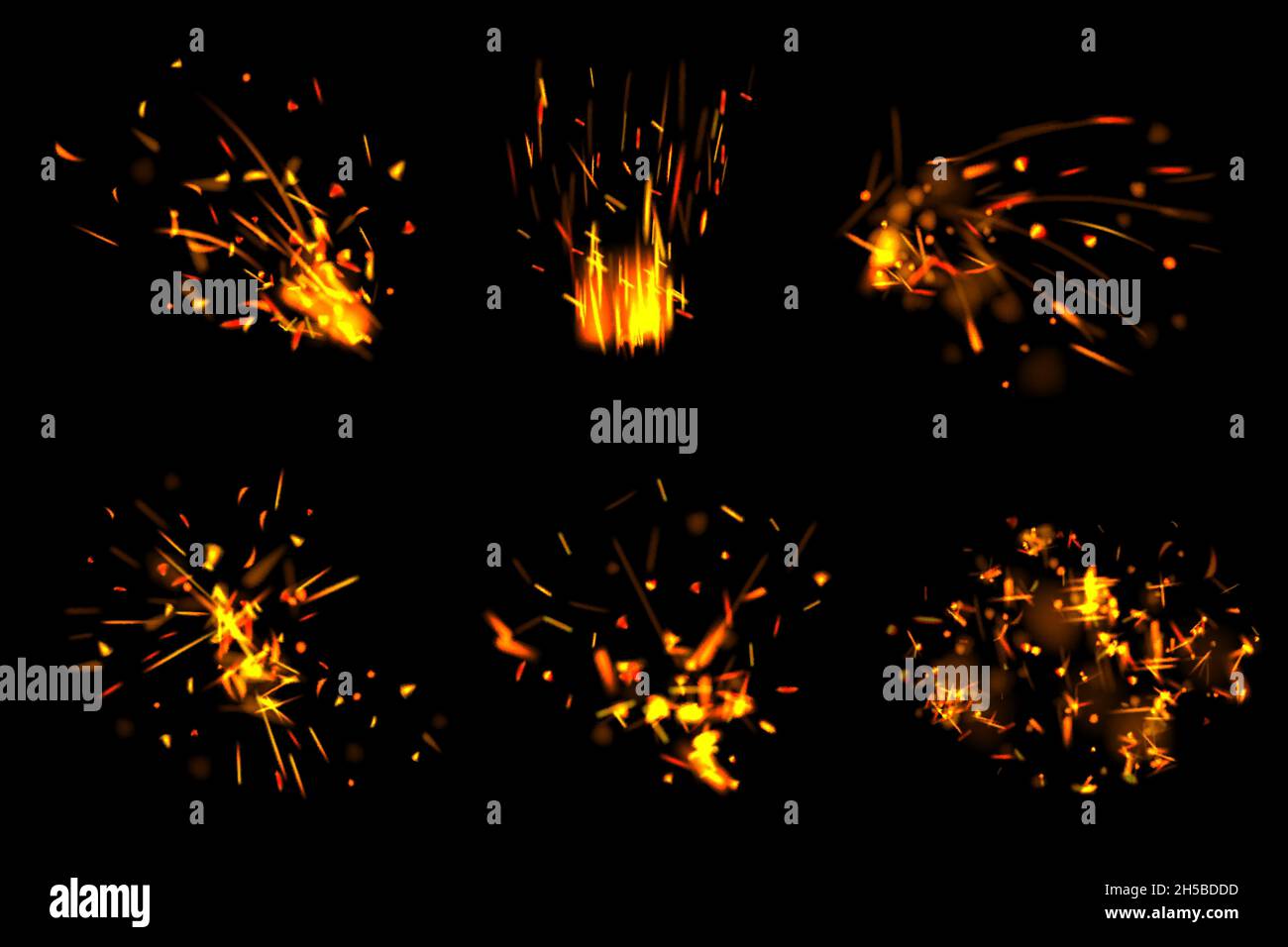 Fire particles. Glowing effects with little flame parts burned sparks ...