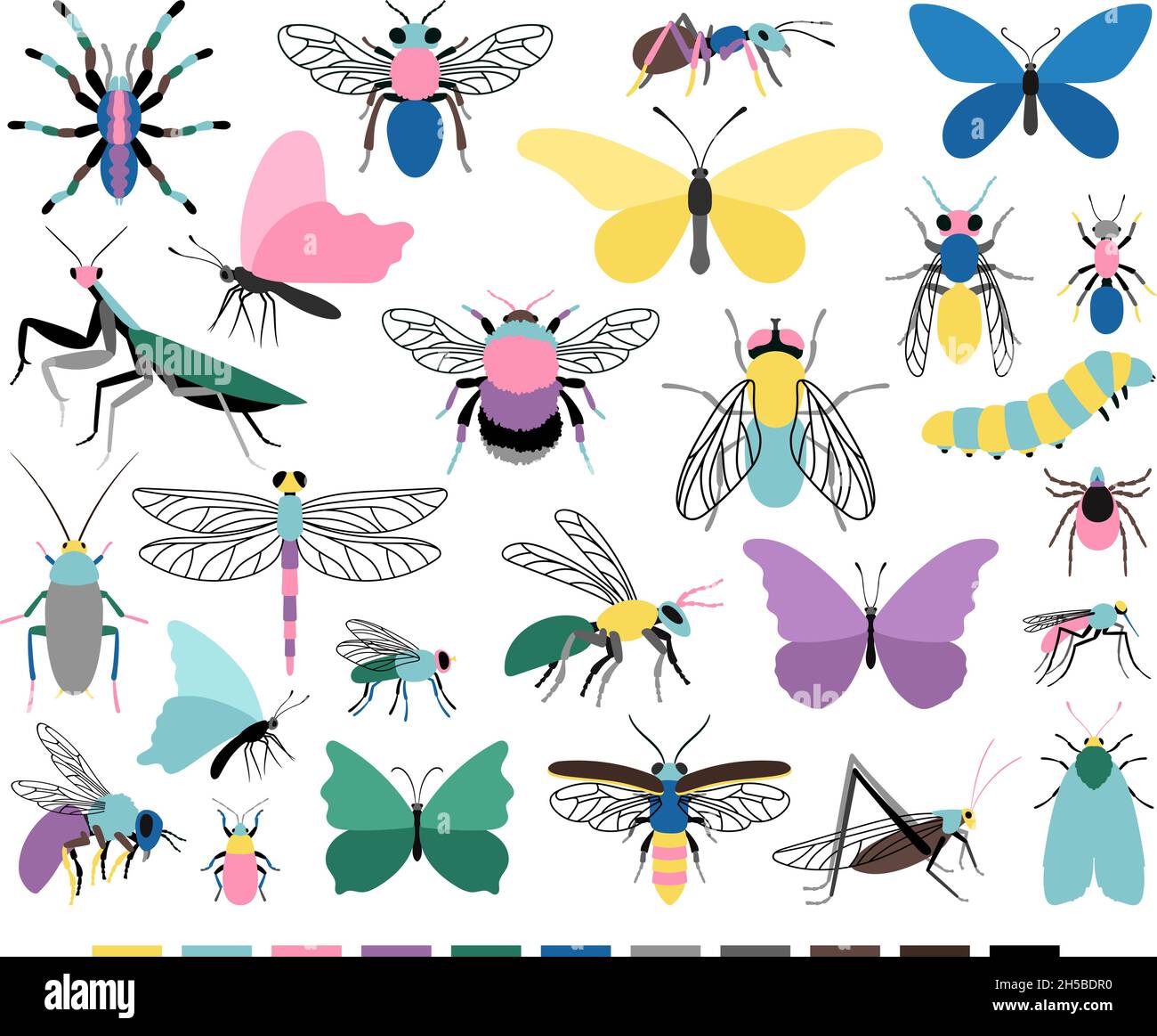 Caterpillars And Butterflies Clipart To Color