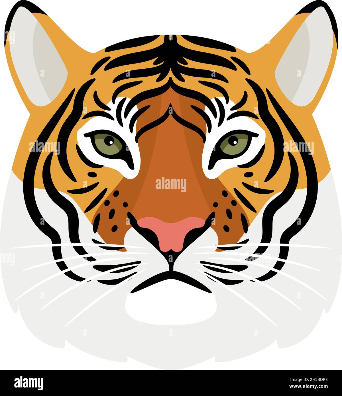 Tiger head. Cartoon front face of aggressive king of beasts, symbols of ...