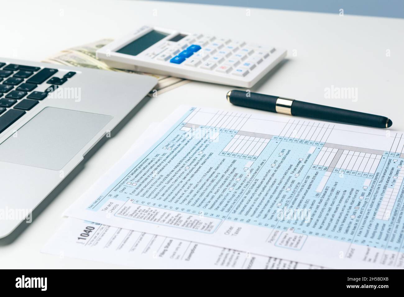 Showing business and financial report. Accounting, money close up Stock ...