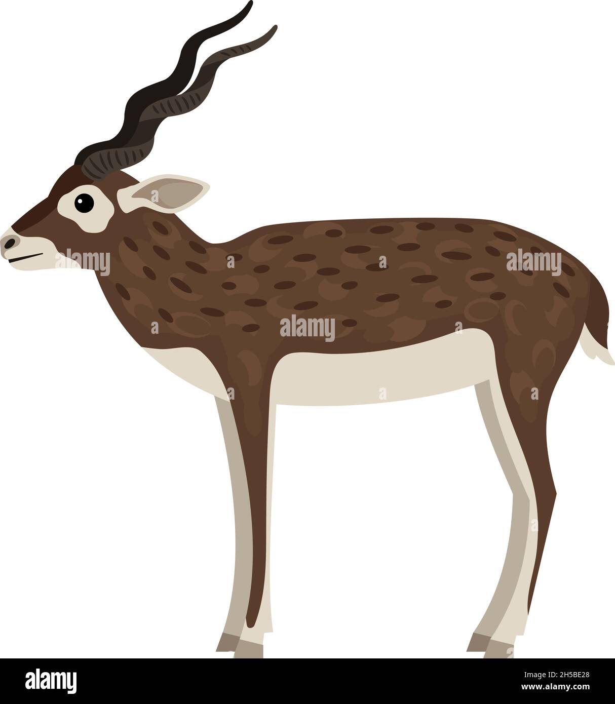 Wild antelope. Cartoon horned animal, elements of hunting trophy, fast ...