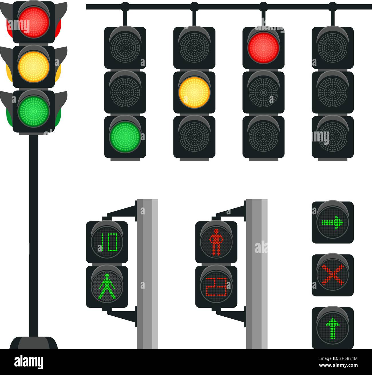 Realistic traffic lights. Safety signals for driving transport on ...