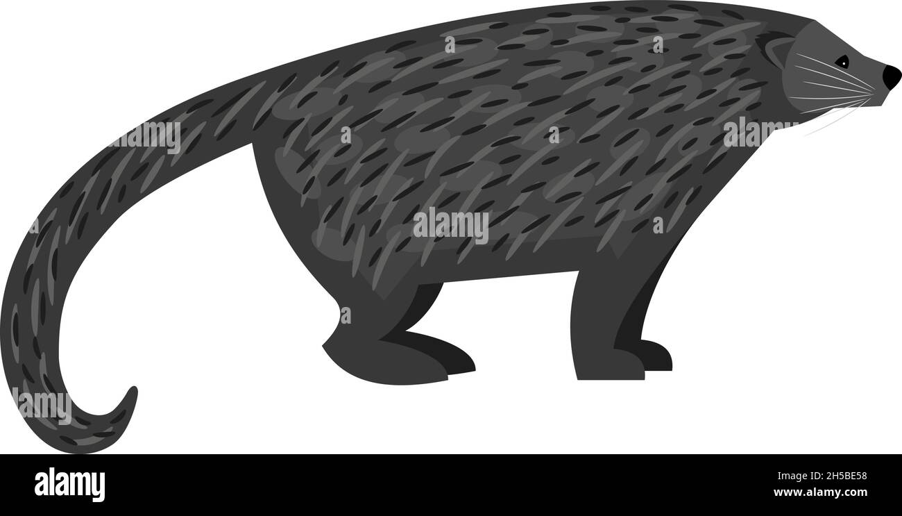 Tropical predator. Cartoon binturong, wild nature character, vector ...