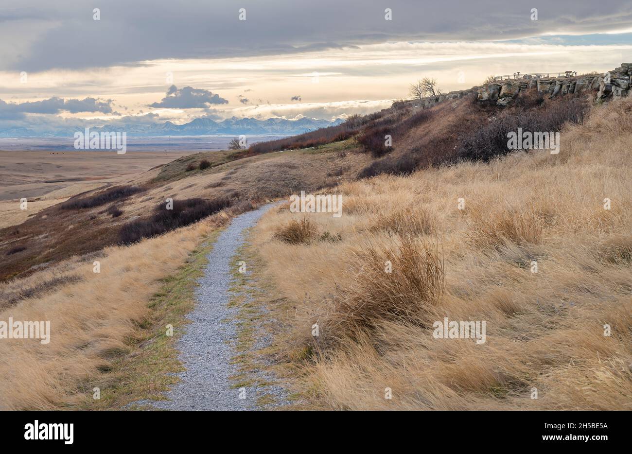 Cliffs of the Head-Smashed-In buffalo jump in the Rocky Mountain ...