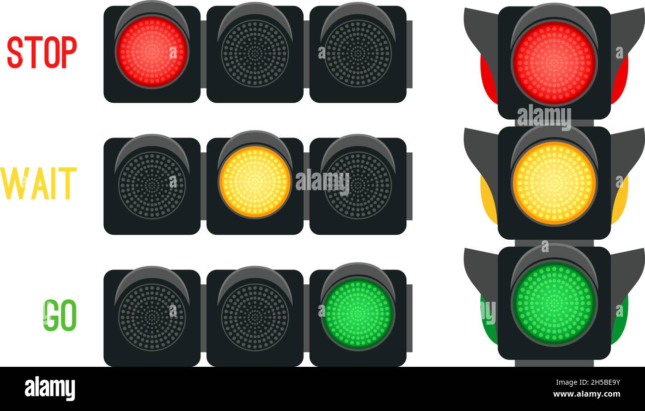 Traffic lights concept. Safety signals for driving transport in city ...